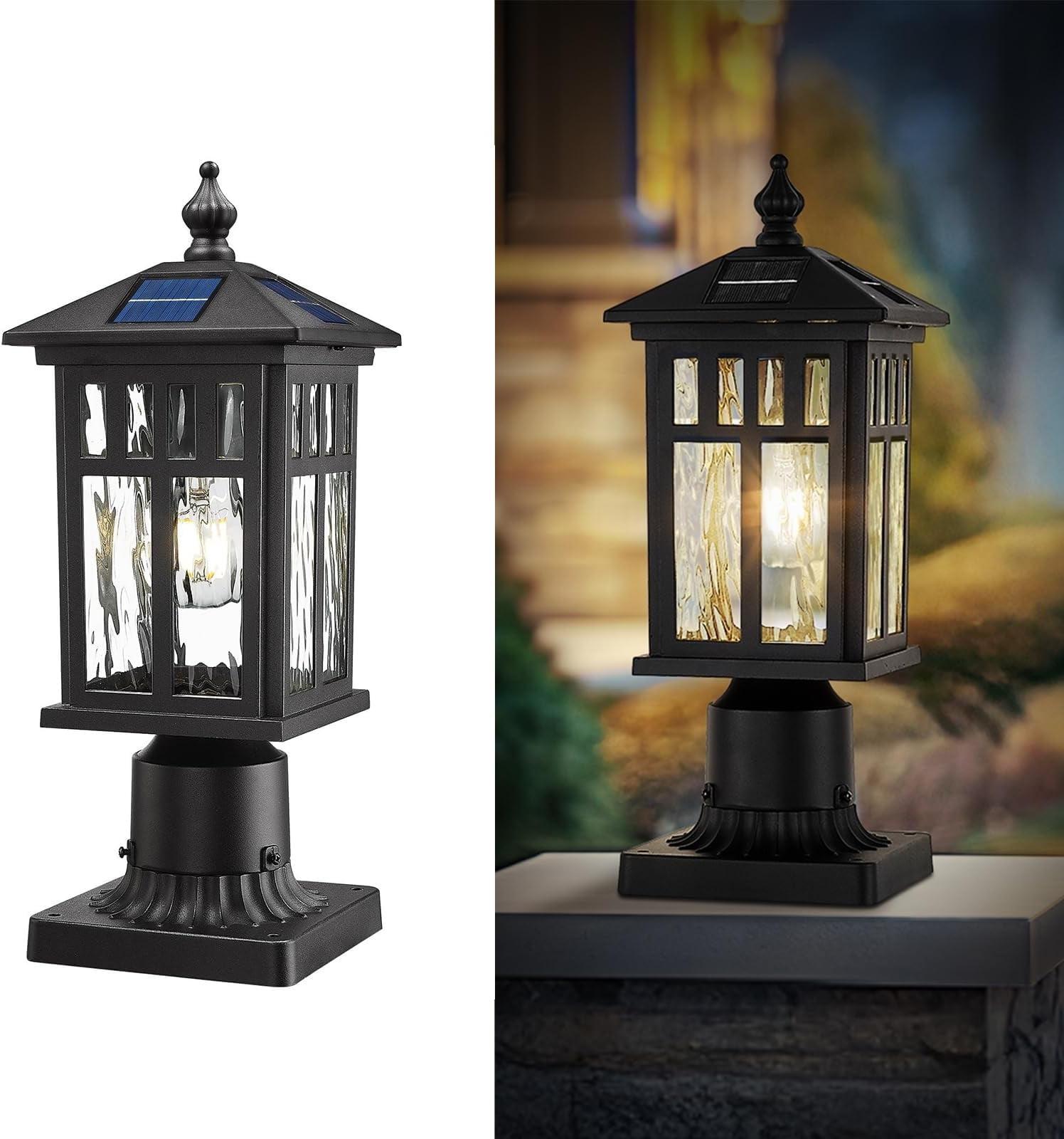 16'' Outdoor Solar Lighting Fixture with Pier Mount, Exterior Pole ...