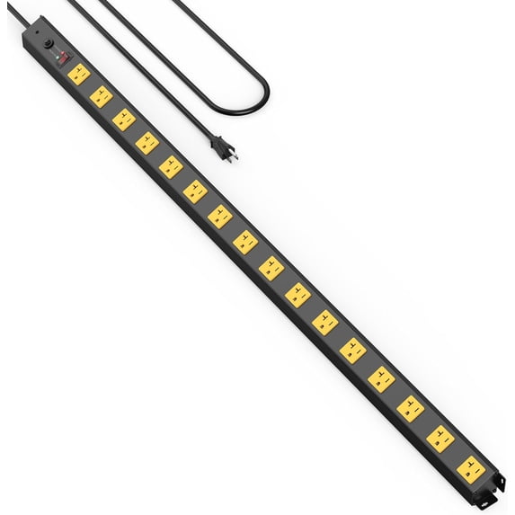 16 Outlet Long Power Strip, 4FT Heavy Duty Power Strip with 4800J Surge ...
