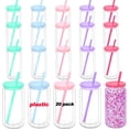 16 Oz Acrylic Snowglobe Tumbler, 20 Pack Pre-Drilled Double Wall ...