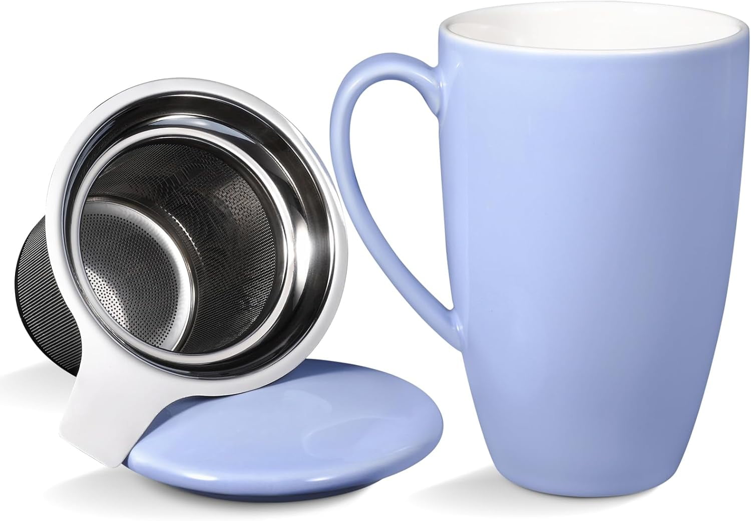 16 Oz Ceramic Tea Cup, Porcelain Tea Mug with Loose Leaf Infuser and ...