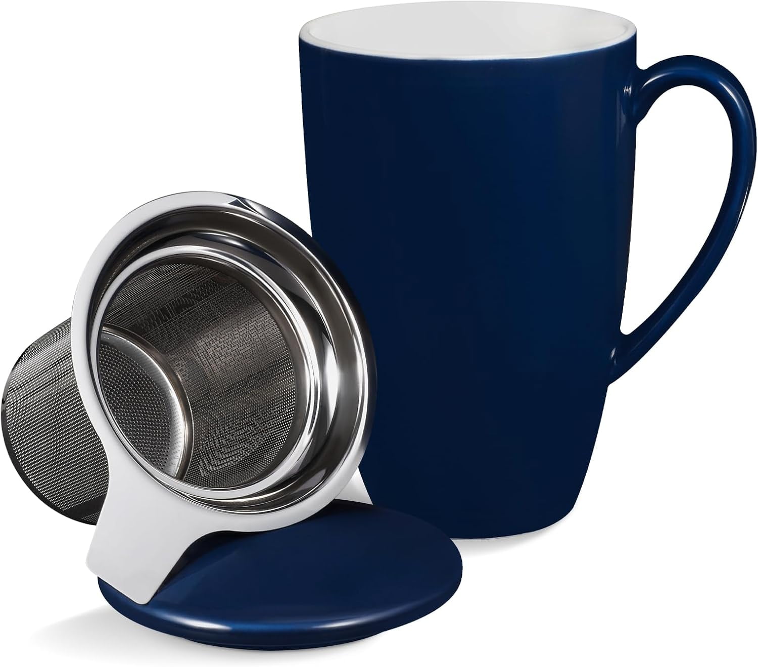 16 Oz Ceramic Tea Cup, Porcelain Tea Mug with Loose Leaf Infuser and ...