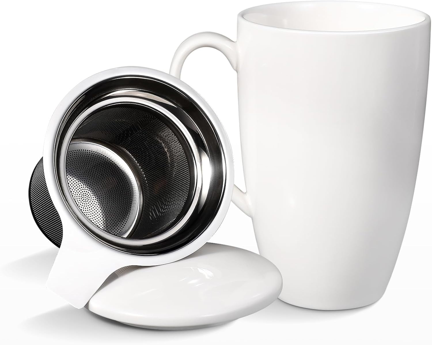 16 Oz Ceramic Tea Cup, Porcelain Tea Mug with Loose Leaf Infuser and ...