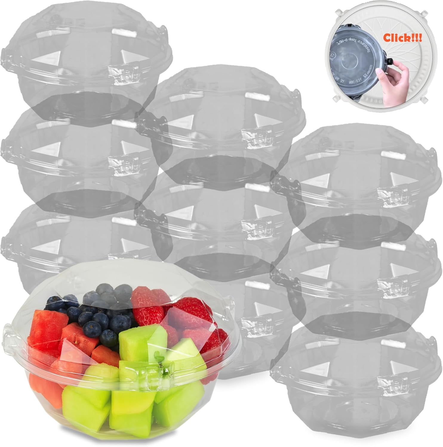 16 Oz Clear Dessert Bowls with Lids, Diamond-Shaped Food Containers ...
