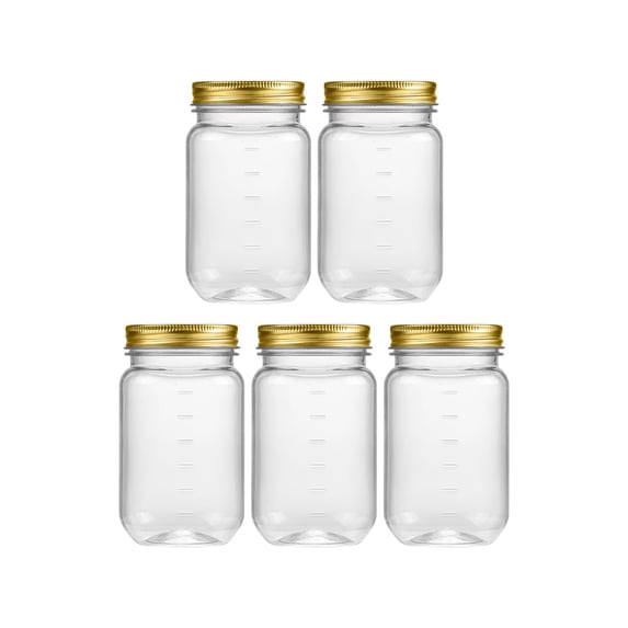 16 Oz Clear Plastic Jars With Lids Refillable 16oz Mason & Storage ...