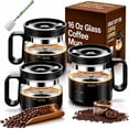 16 Oz Coffee Mug with Lid, Heatproof Clear Cup with Measurement ...