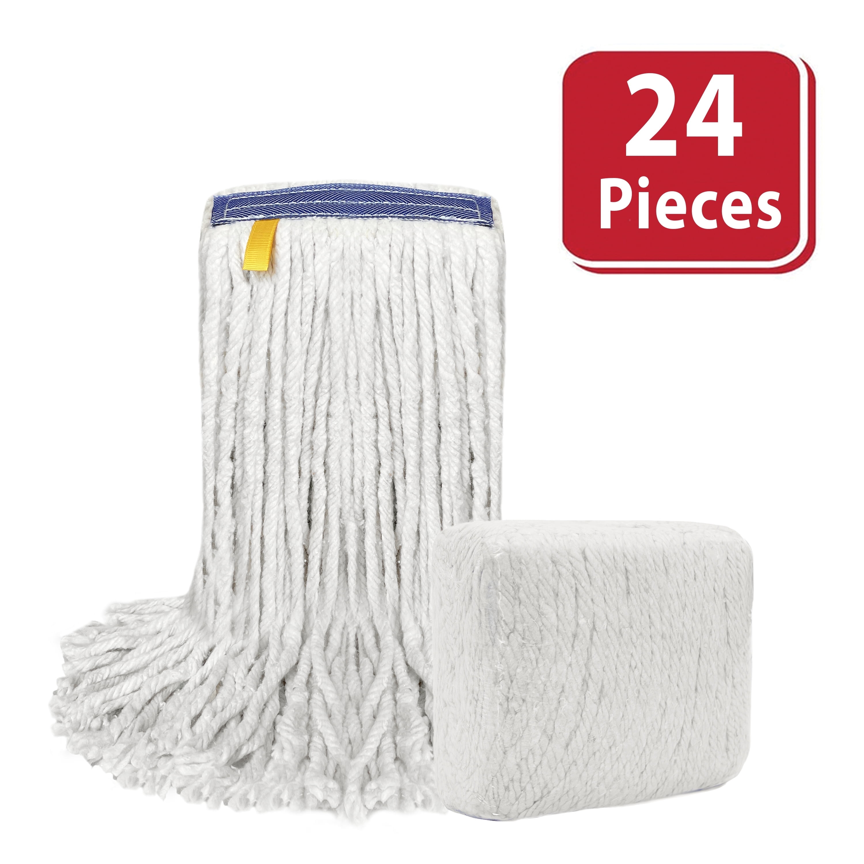 16 Oz Cut-End Cotton Mop Head Refill with 1.25-Inch Universal Headband ...