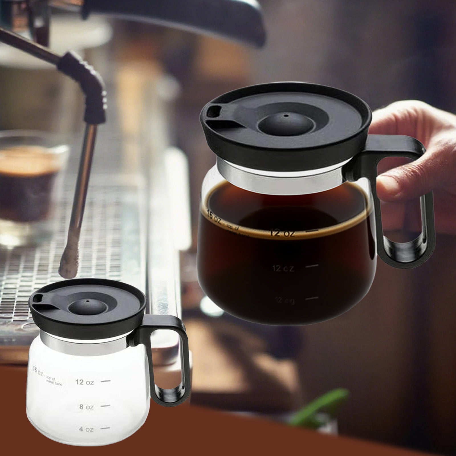 16 Oz Glass Coffee Mug, Mini Coffee Pot Mug with Lid, Glass Coffee Mug ...