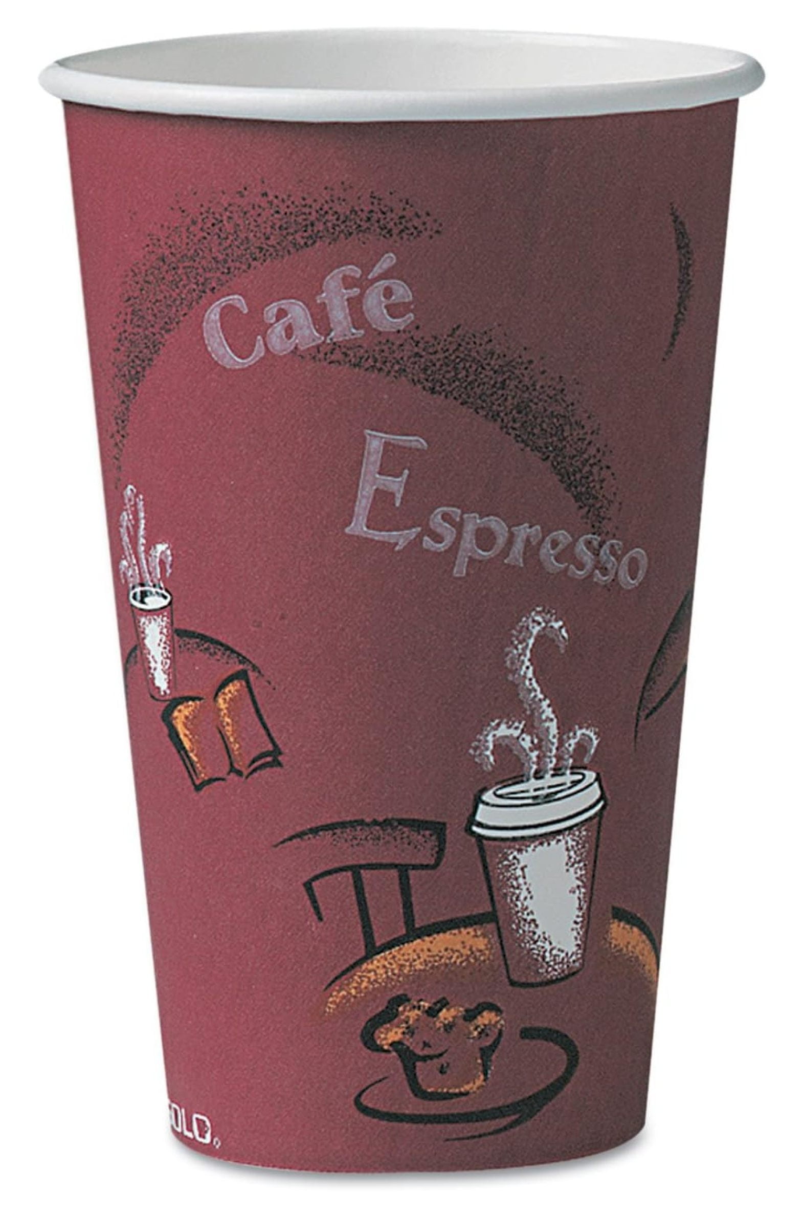 16 Oz Polylined Paper Hot Drink Cups Bistro Design in Maroon - Walmart.com