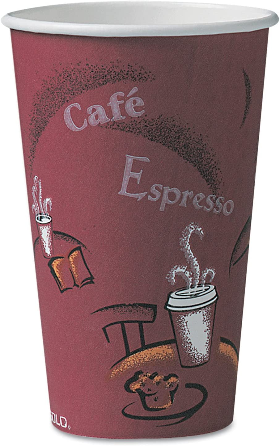 16 Oz Polylined Paper Hot Drink Cups Bistro Design in Maroon - Walmart.com