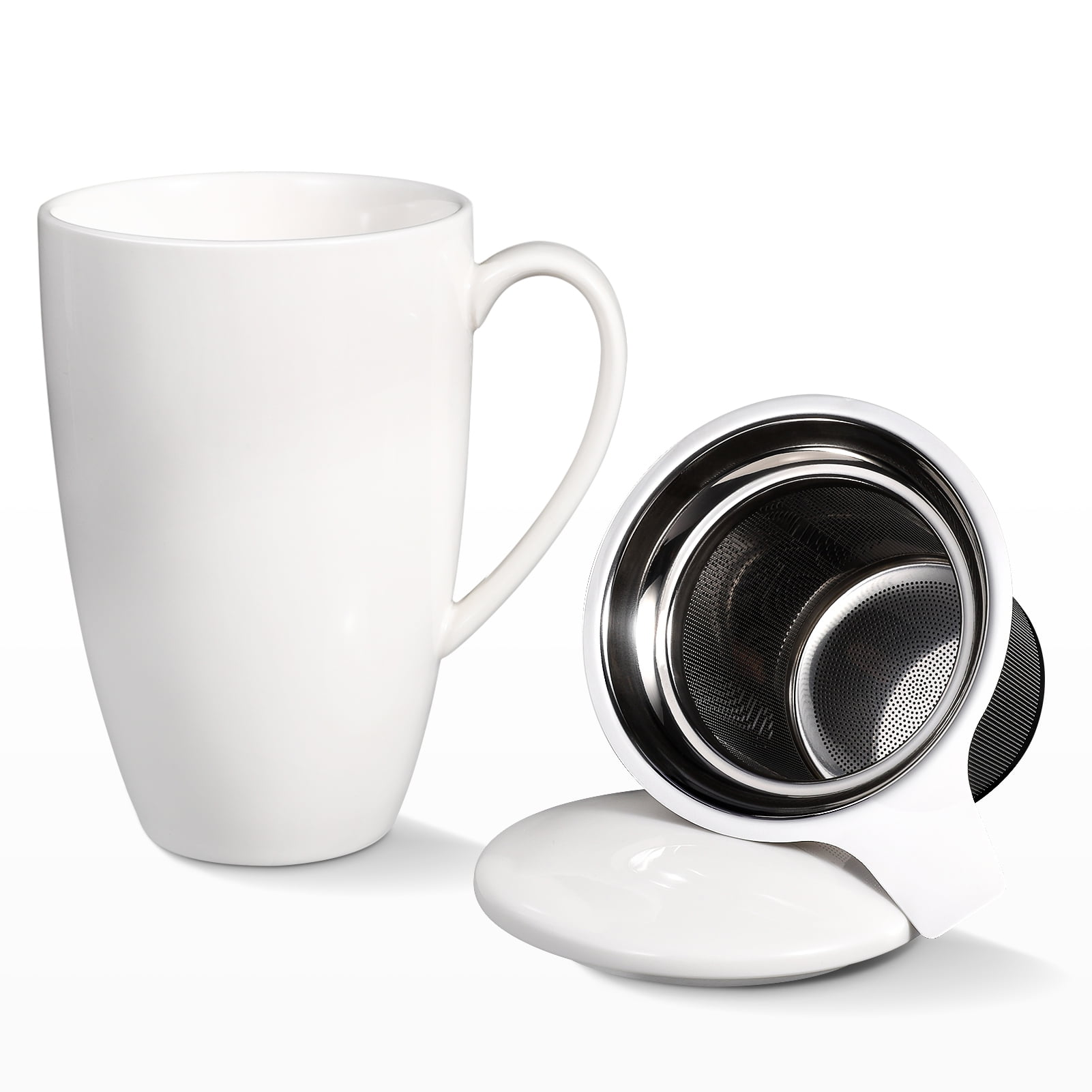 16 Oz Tea Cup, Ceramic Tea Mug With Removable Stainless Steel Infuser ...