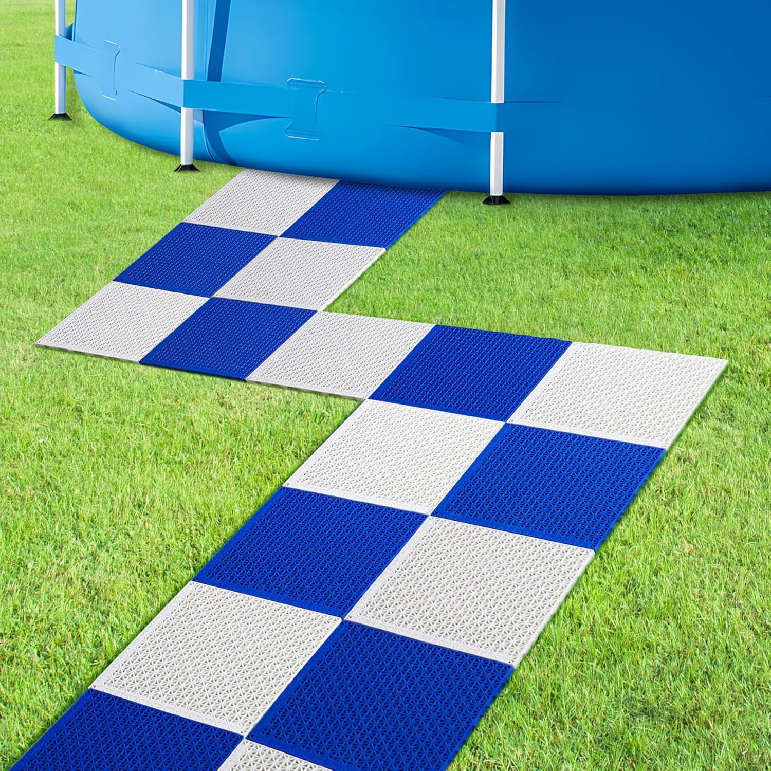 16 P cs Ground Pool Drainage Walkway, 10.3" x 10.3" Pool Floor Protector Mat, Non-Slip Plastic ...