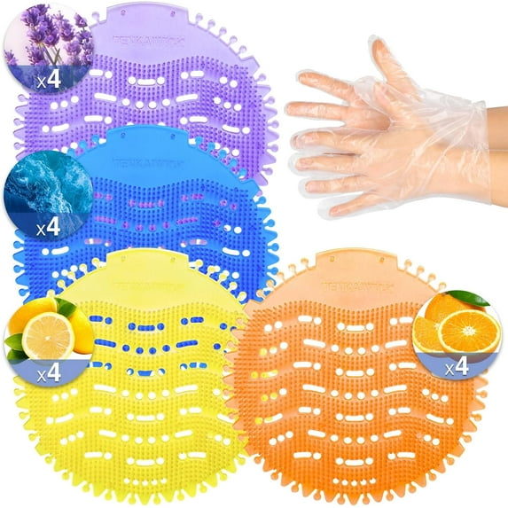 16 PACK Urinal Deodorizer Screen with 100 Gloves-3D Wave Anti-Splash ...
