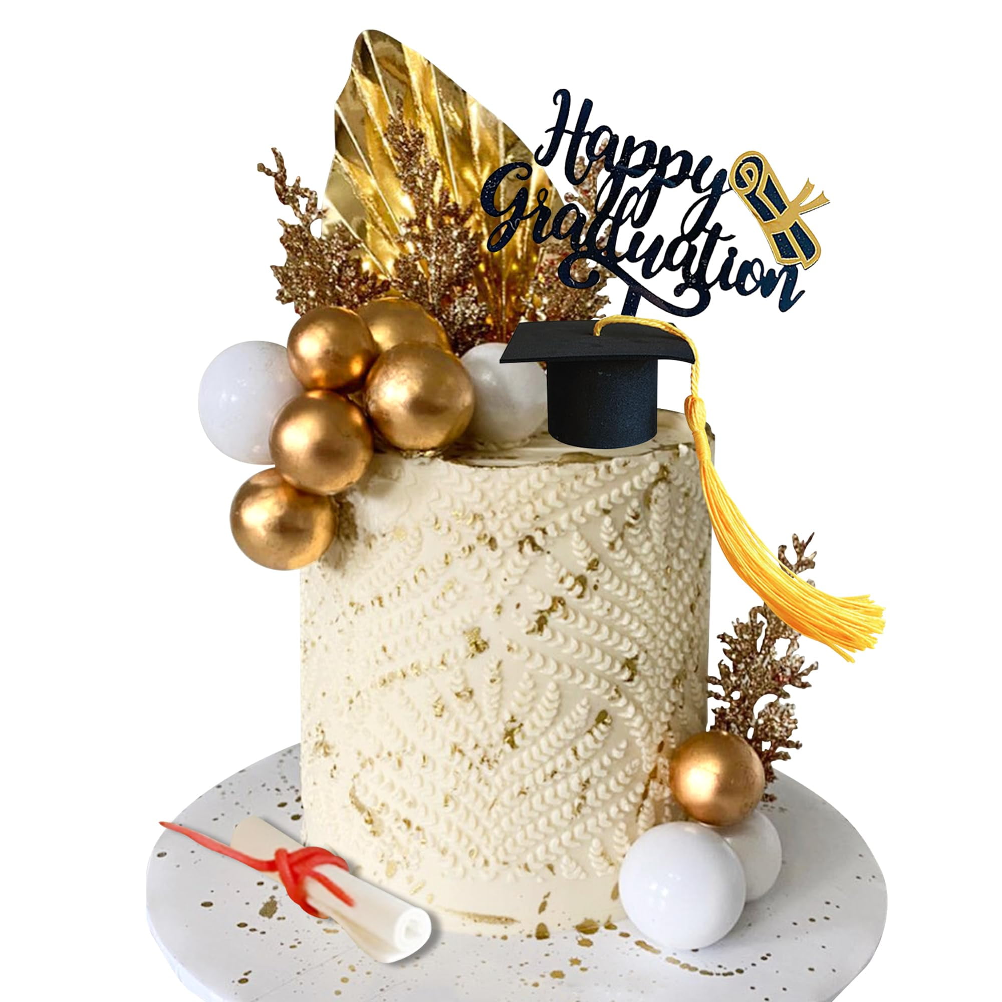 16 PCS 2024EGSC Graduation Theme Cake Topper with Balls Palm Leaf Grad ...