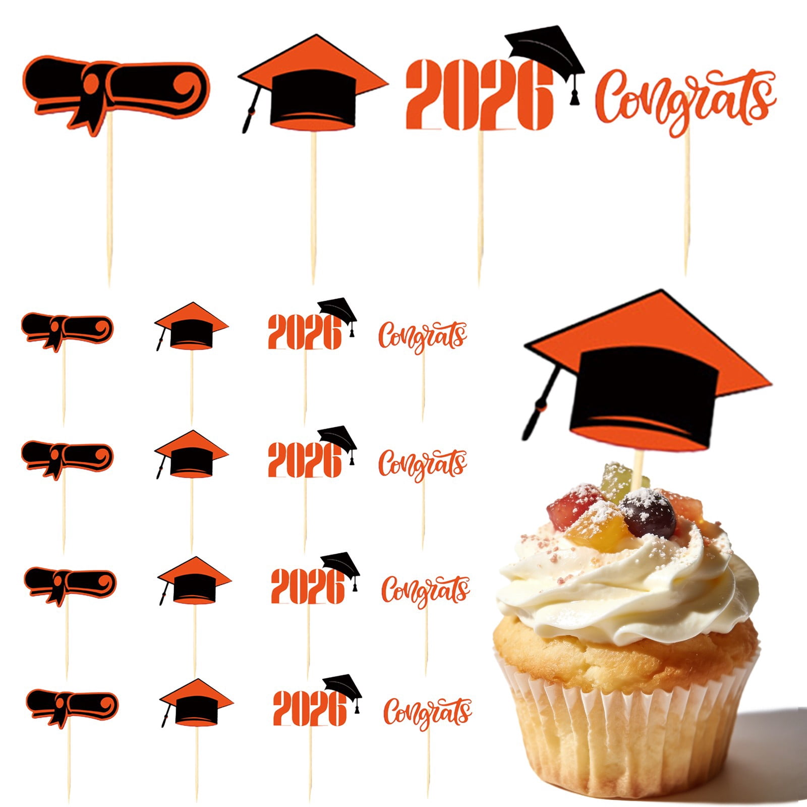 16 PCS 8th Grade Grad Cupcake Toppers Glitter Diploma Cap 8th Grade ...