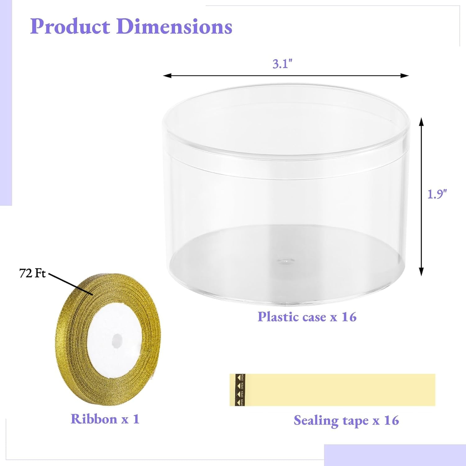 16 PCS Acrylic Plastic Cases with Lids, 3.1 x 3.1 x 1.9 Inches ...