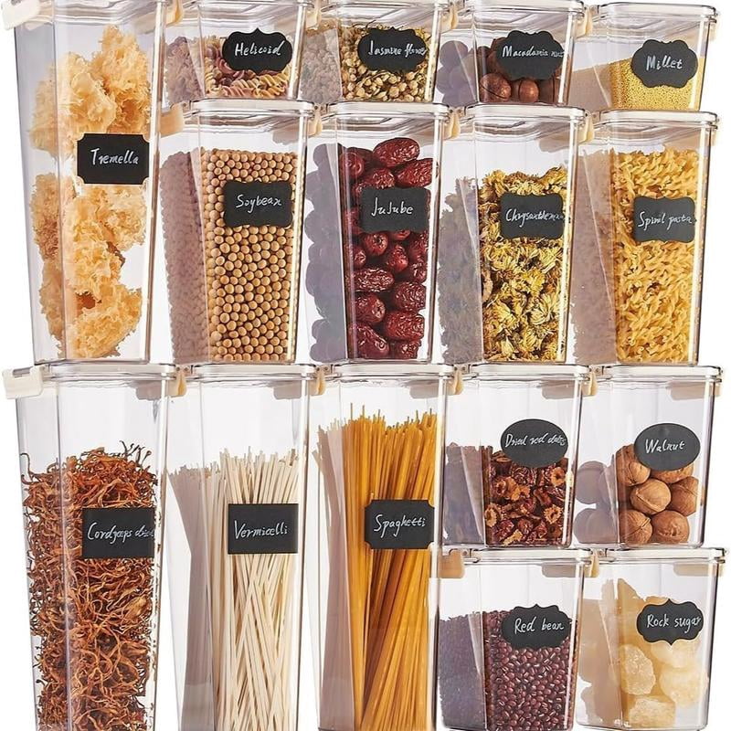 16 PCS Airtight Food Storage Containers Set with Lids, Plastic Dry Food ...