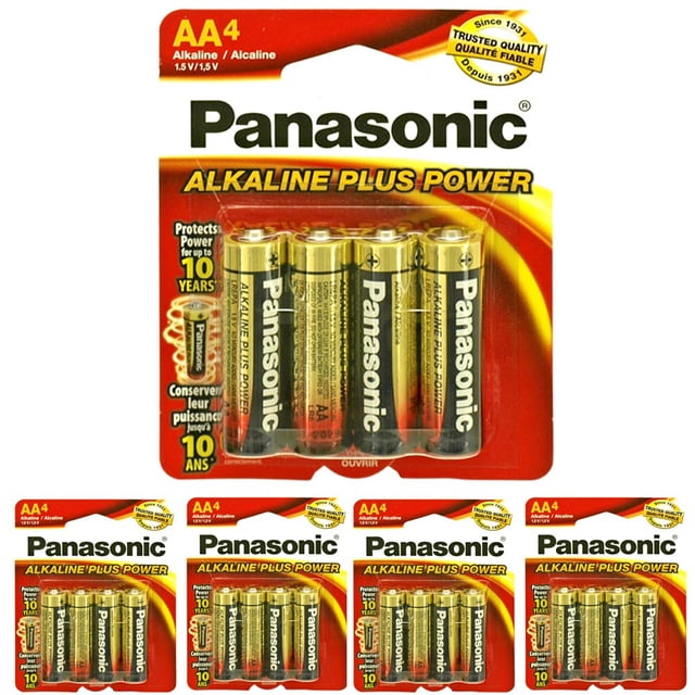 16 PCS Alkaline Plus Batteries Panasonic AA-4 All Purpose Home Office ...