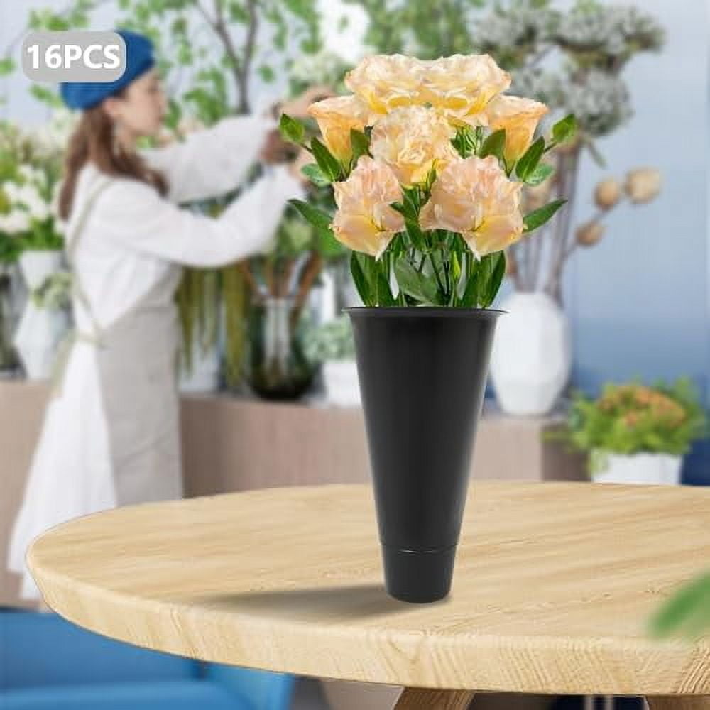 16 PCS Black Plastic Flower Buckets Flower Display Buckets Wedding ...