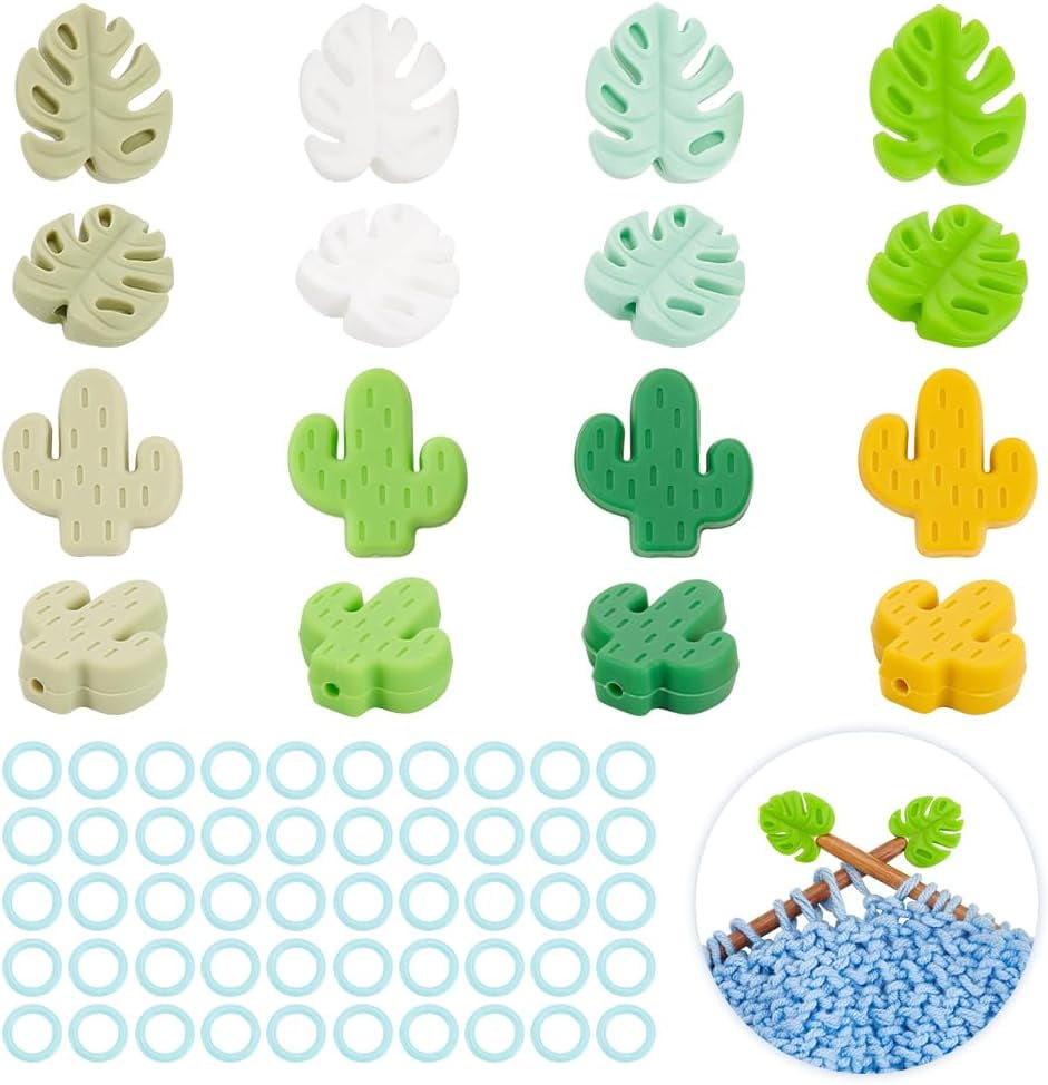 16 PCS Botanical Themed Silicone Knitting Needle Point Protectors in ...