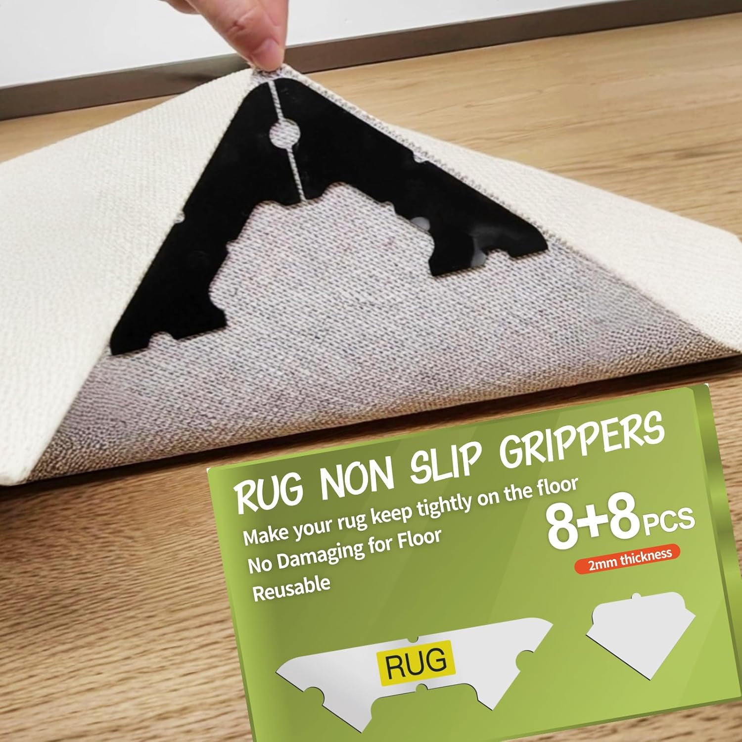 16 PCS Carpet Tape,Non Slip Pads for Area Rugs on Hardwood Floors ...