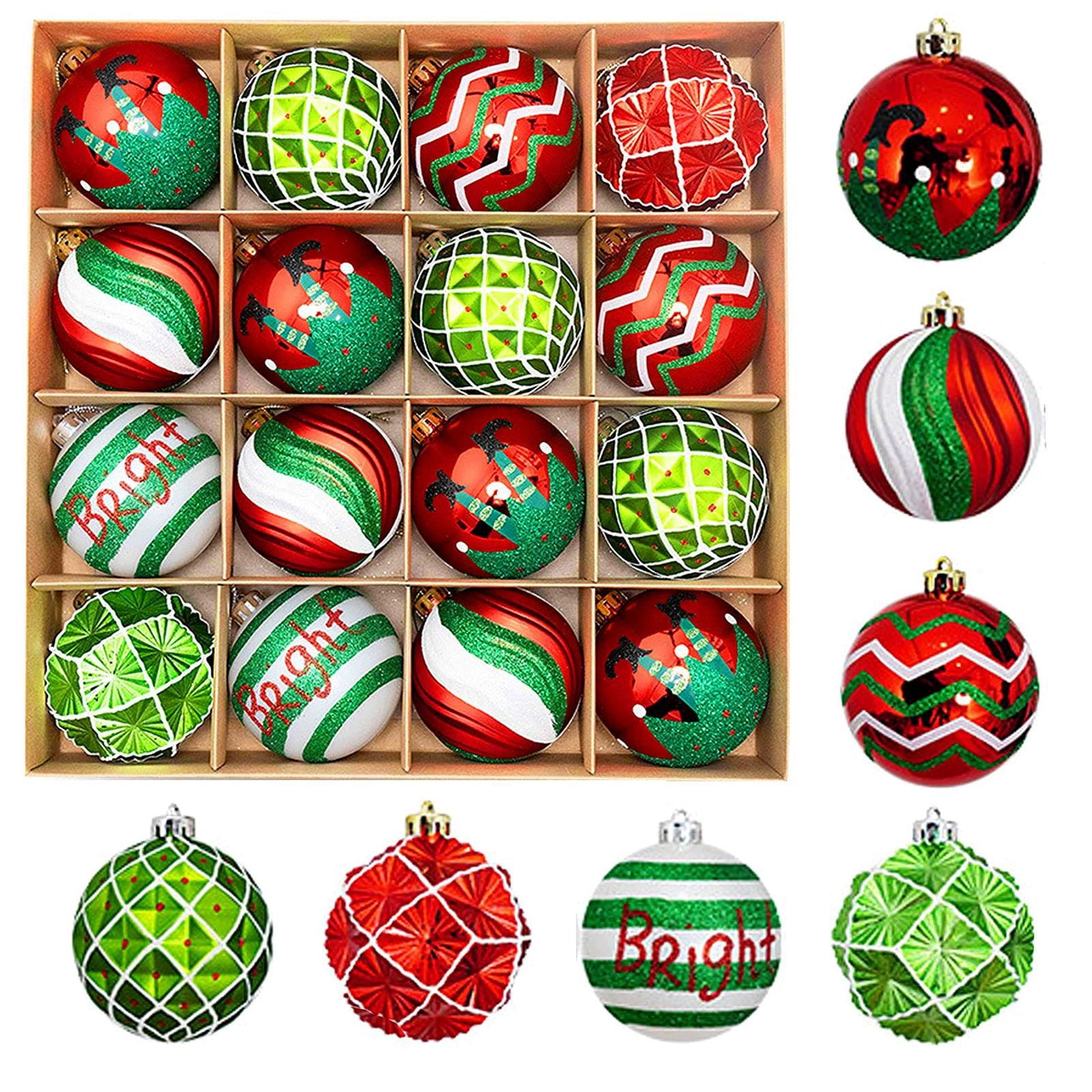 16 PCS Christmas Ball Ornaments Set, Multi-Color 2.36 Inch Shatterproof ...