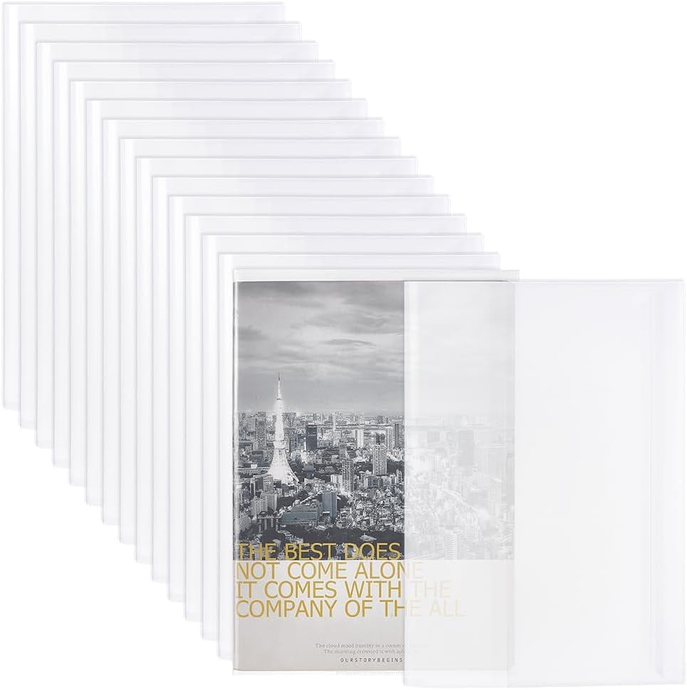 16 PCS Clear Book Covers 16.2x10.5inch Plastic Transparent Book Covers ...