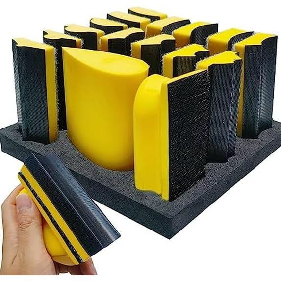 16 PCS Contoured Profile Sanding Block Set - Hook and Loop Foam ...
