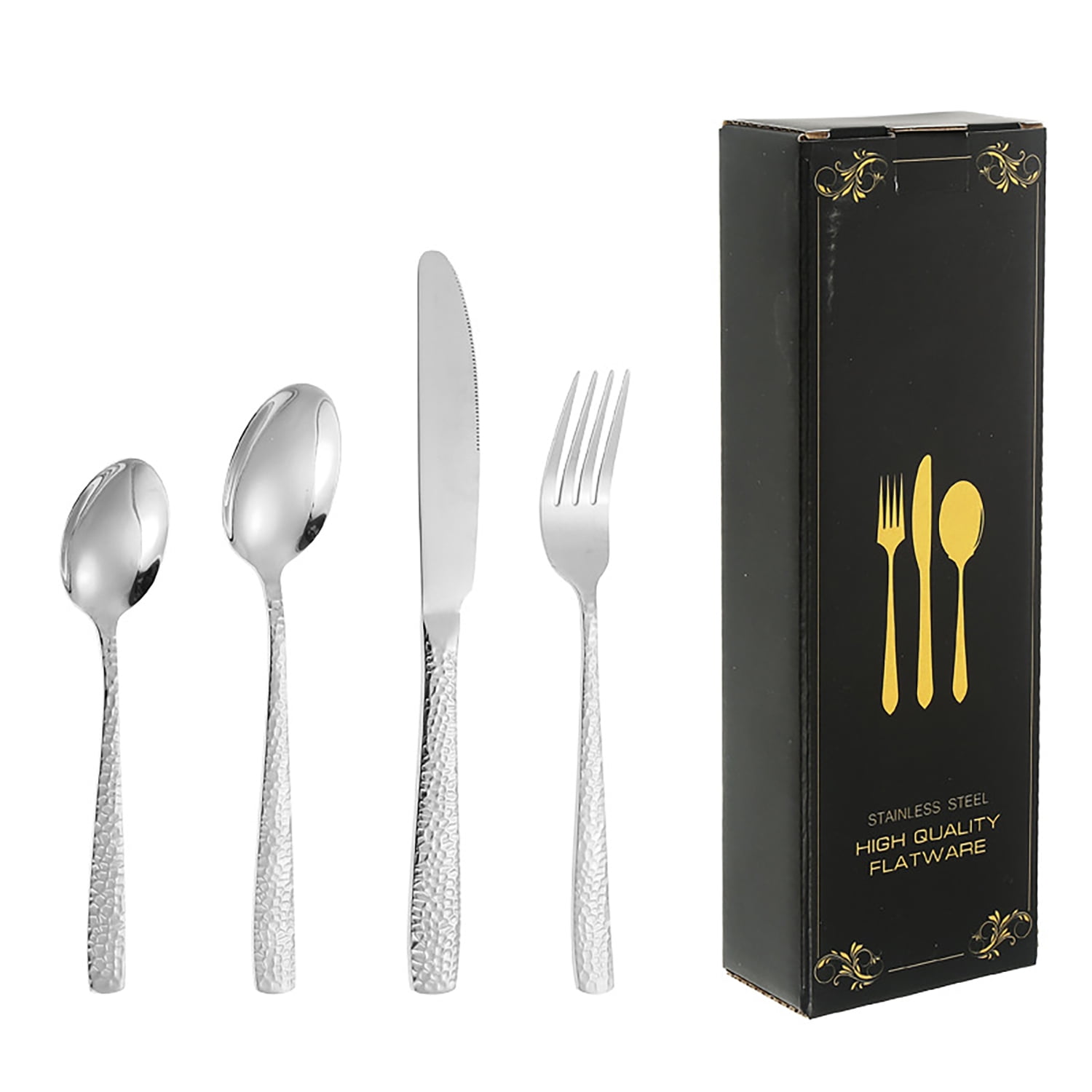 16-PCS Flatware Set Stainless Steel Flatware Set,Mirror Polished Cutlery Utensil Set,Durable ...