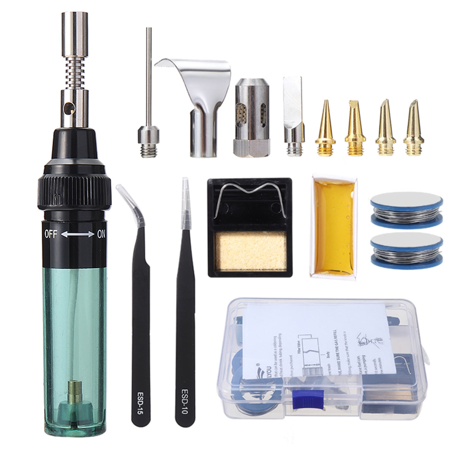 16 PCS Gas Soldering Iron Tool Pen Methane Gas Soldering Iron ...