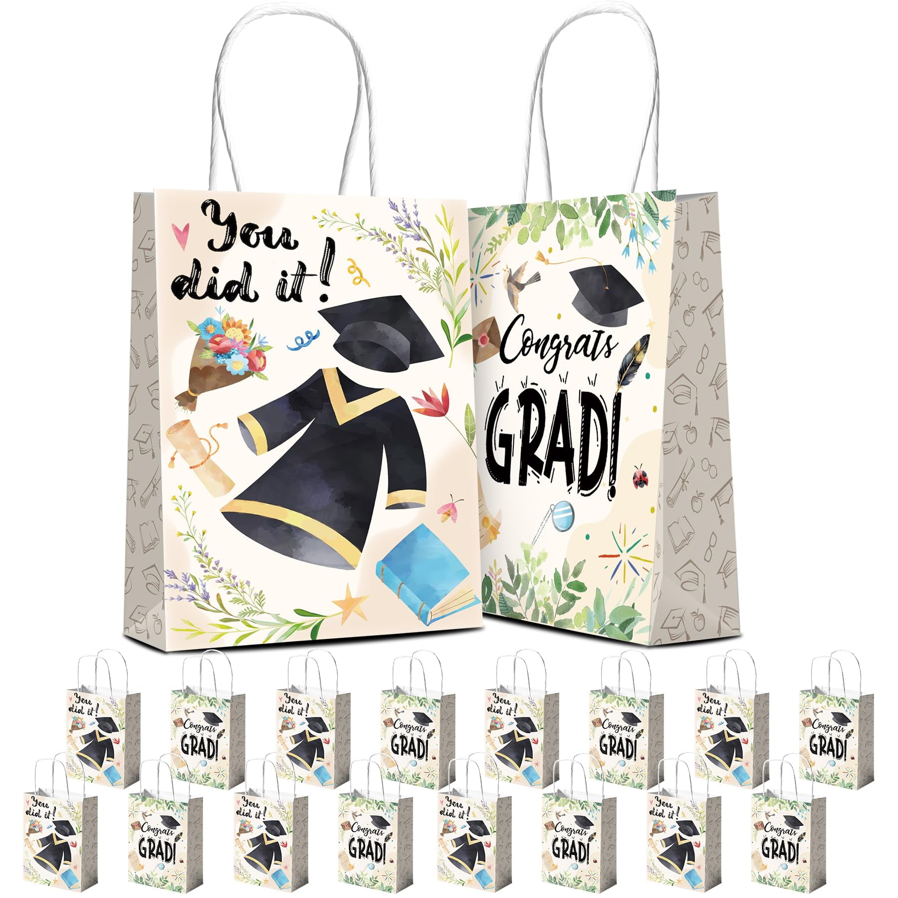 16 PCS Graduation Gift Bags 2025 with Handles, VPK Kindergarten ...
