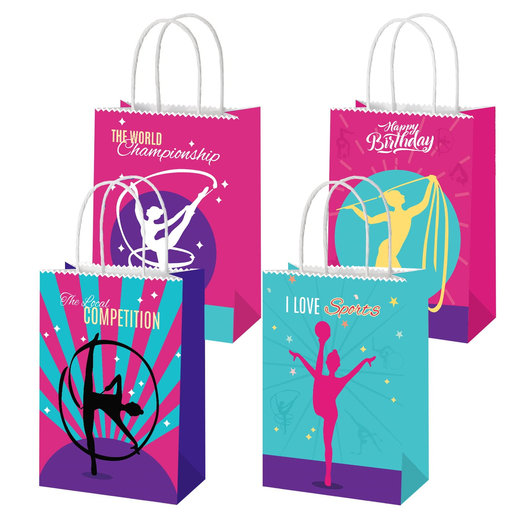 16 PCS Gymnastics Party IFF17 Bags With Handles Gymnastics Birthday ...