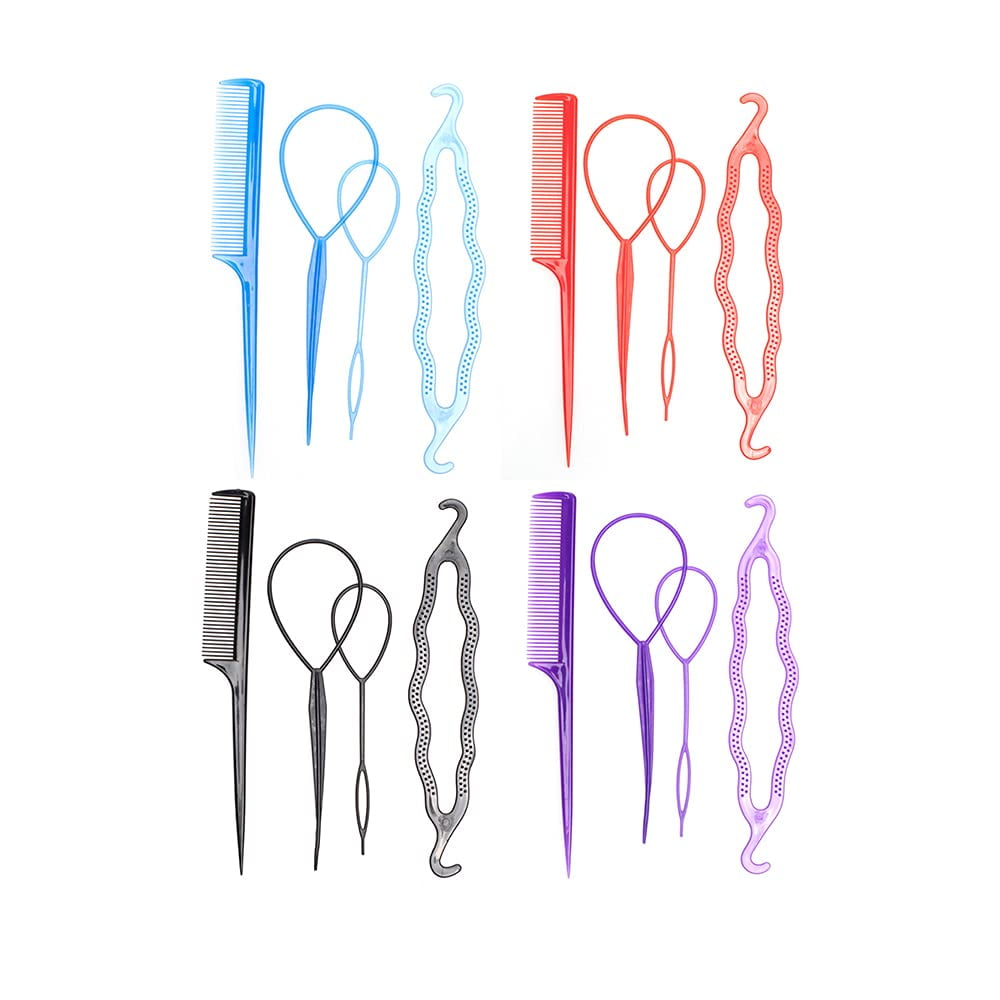 16 PCS Hair Braiding Tool, Hair Design Styling Tools, Topsy Tail Hair ...