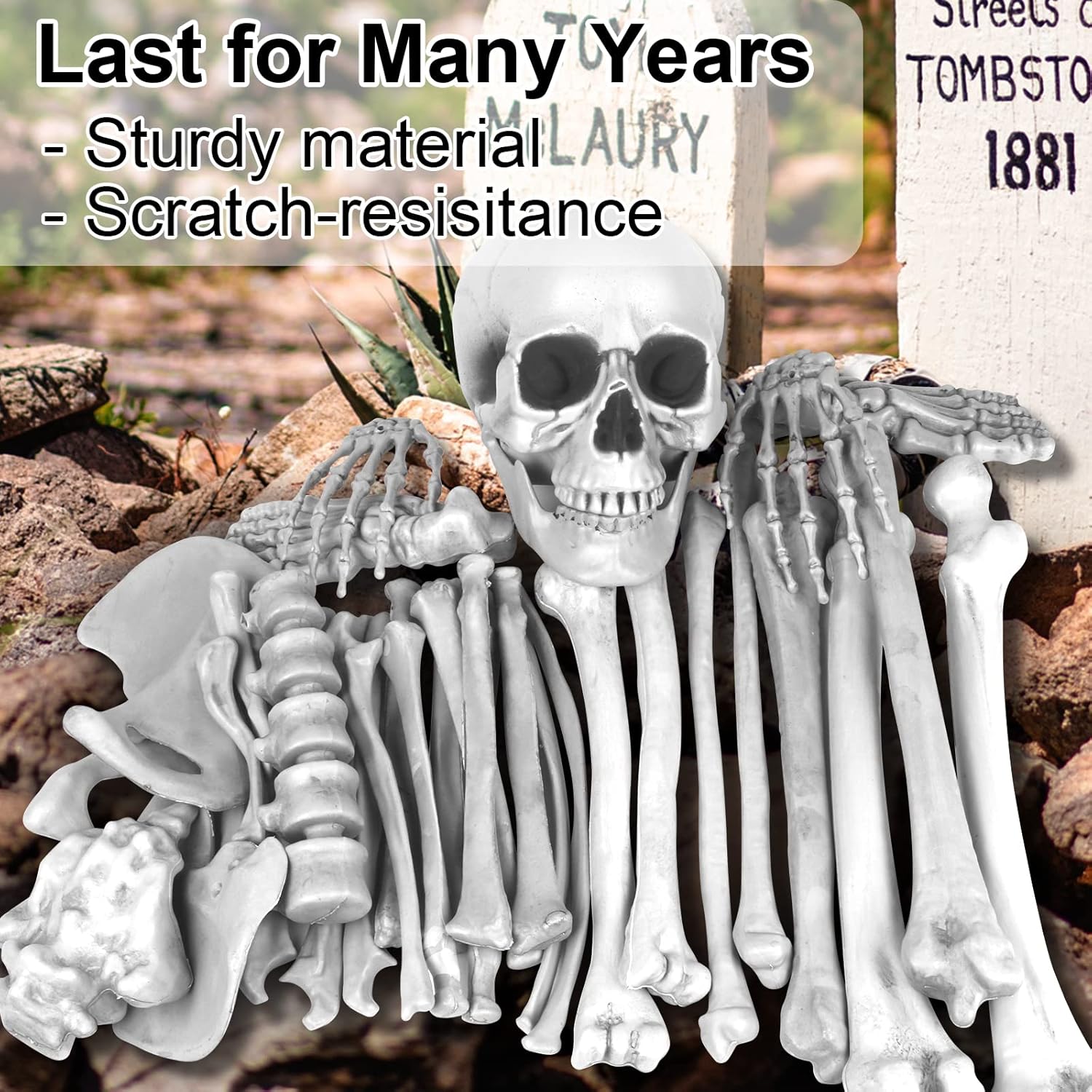 16 PCS Halloween Decorations Skeleton Bones and Skull Kit, Indoor ...