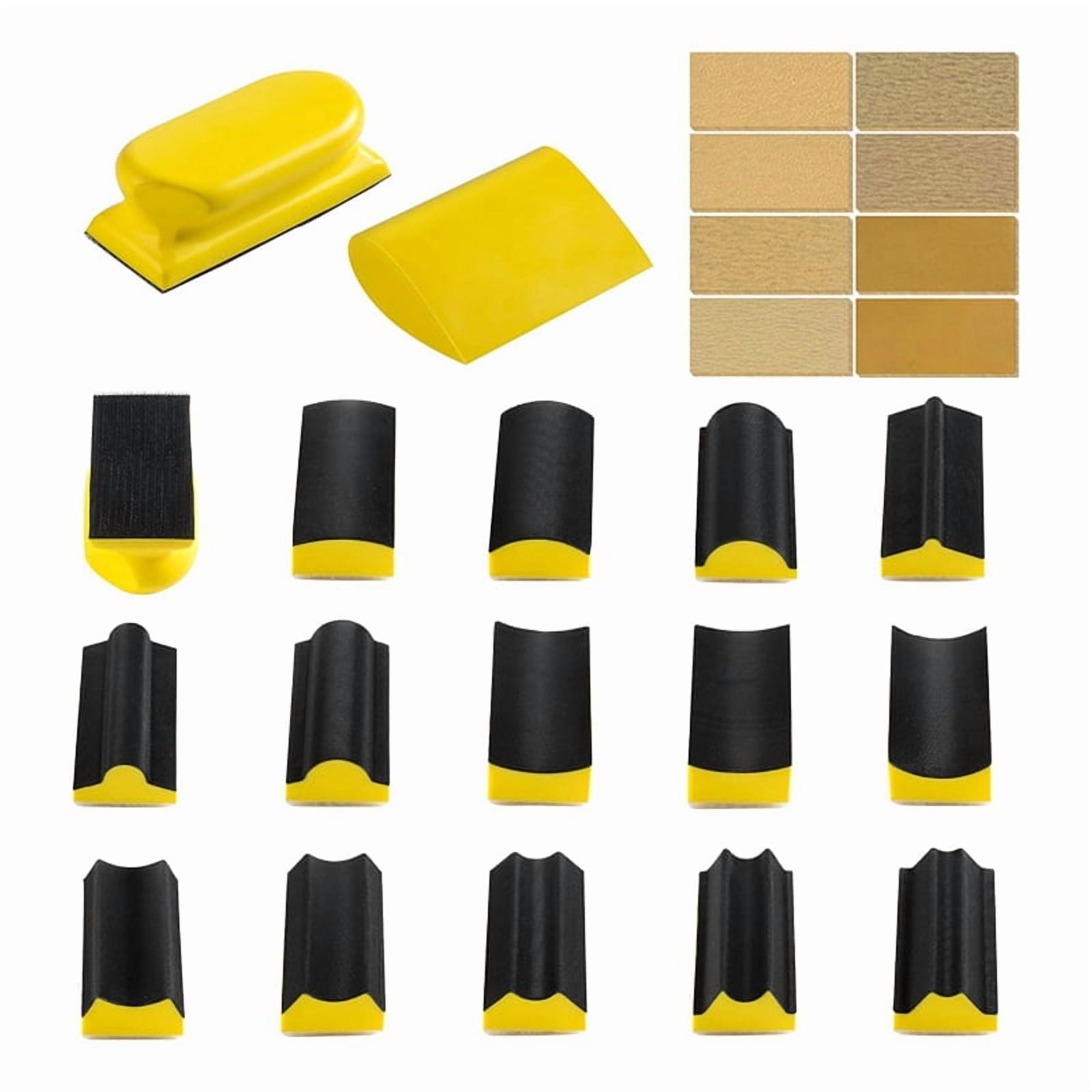 16 PCS Hand Sanding Block Set with 40 Sheets Hook and Loop Sandpaper ...