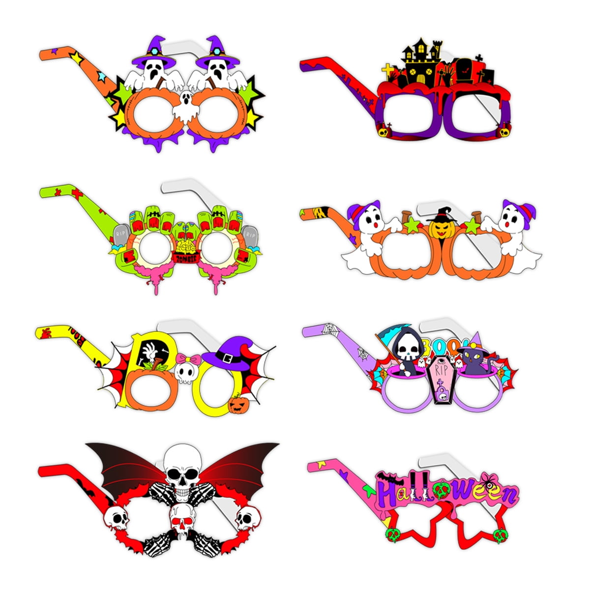 16 PCS Happy Halloween Glasses, Halloween Party Paper Eyeglasses Photo ...
