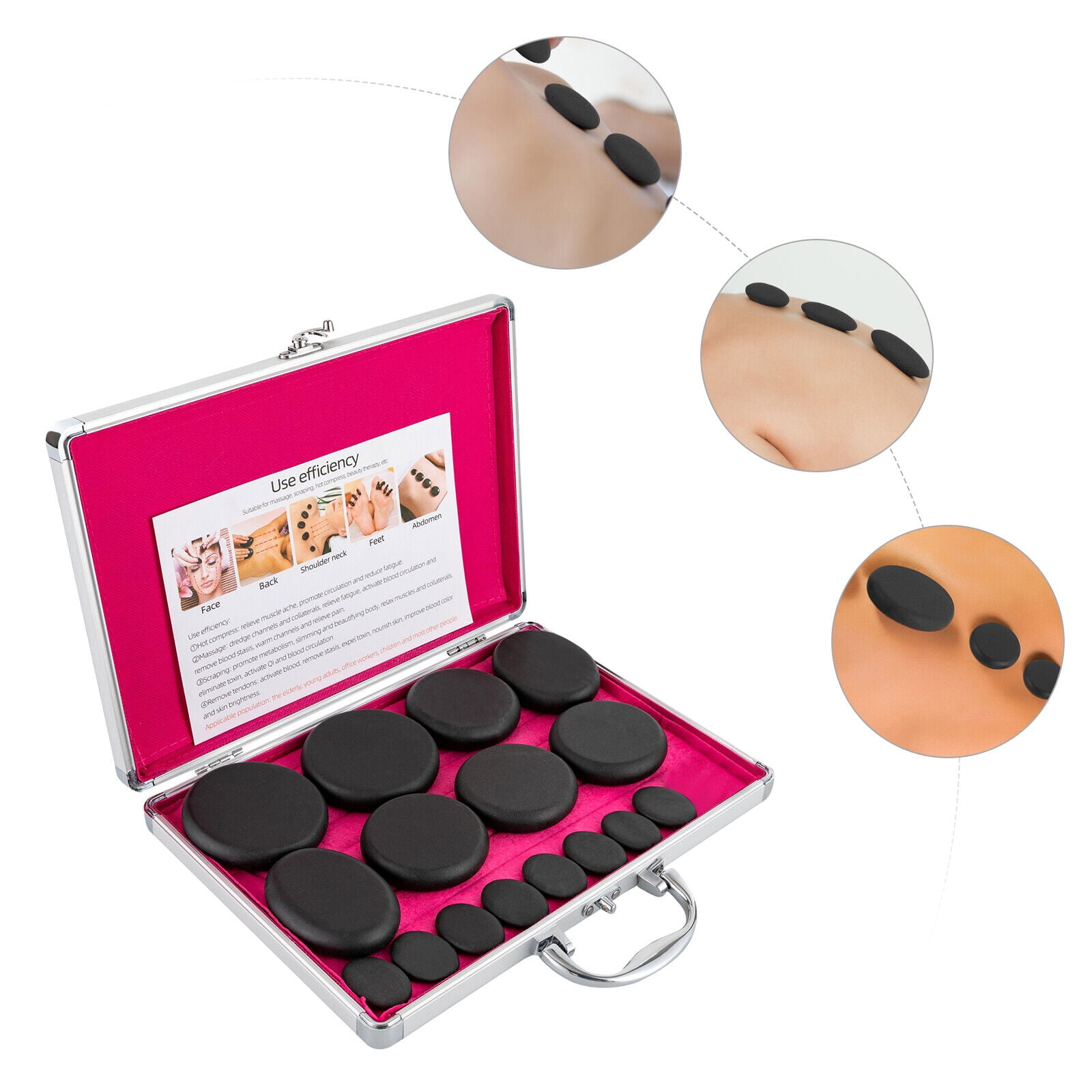 16 PCS Hot Massage Stone Set, Easy Operation, Natural Basalt Rocks with ...