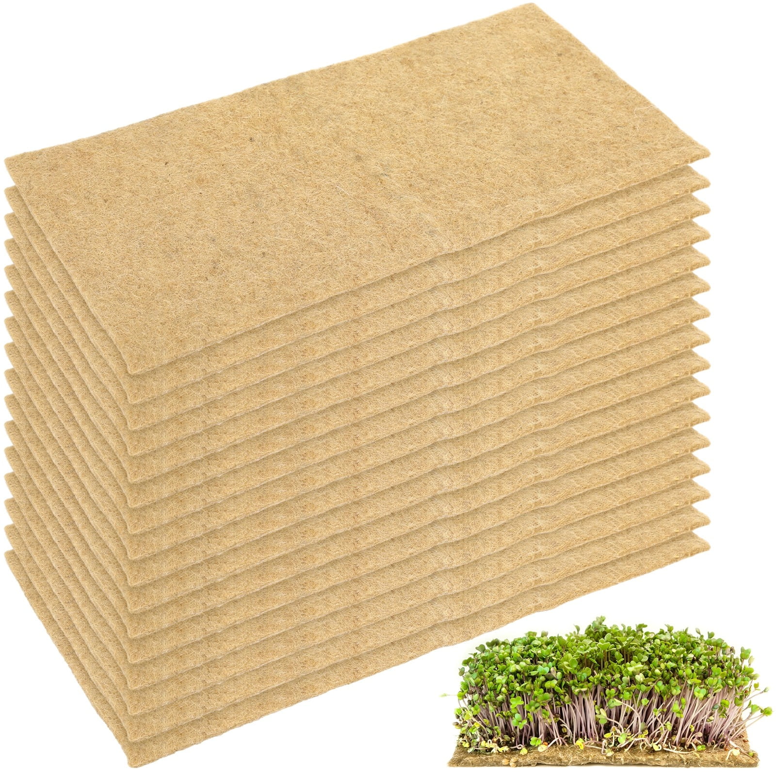 16 PCS Jute Grow Mats, 10 x 20 in Hydroponics Seed Sprouting Mat Pad, 5 ...