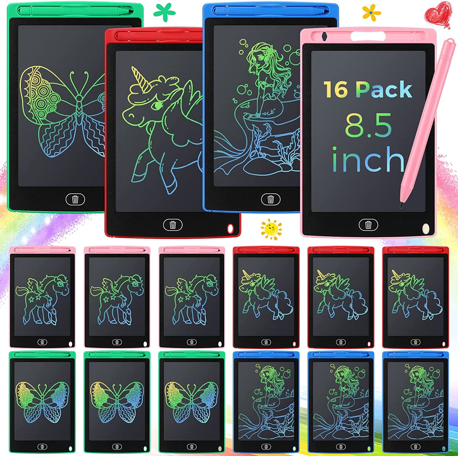 16 PCS LCD Writing Tablet for Kids - 8.5 Inch Reusable Writing Board ...