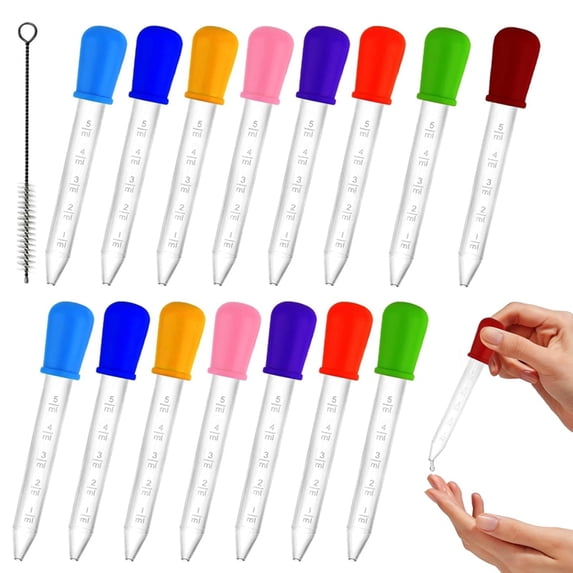 16 PCS Liquid Droppers Silicone, 5ml Clear Eye Dropper for Kids ...