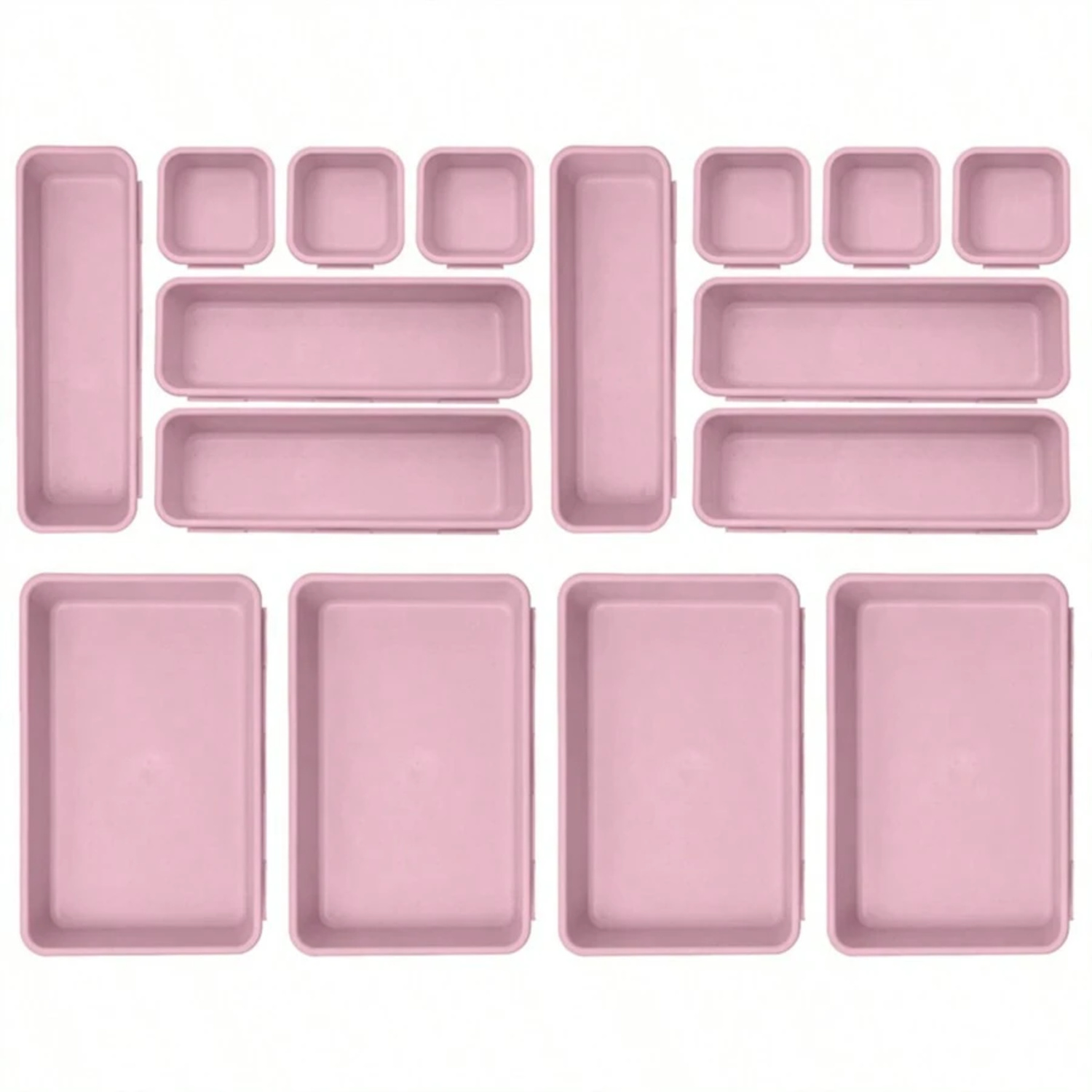 16 PCS Plastic Drawer Organizer Bins, Desk And Bathroom Drawer ...