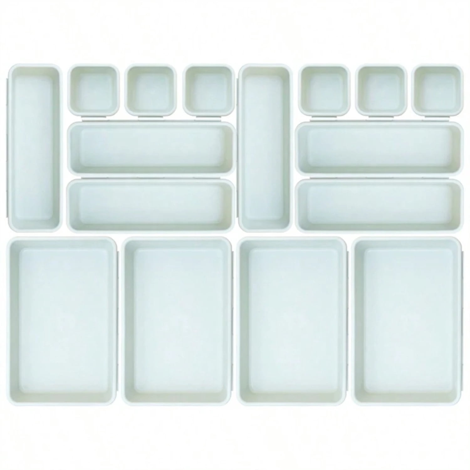 16 PCS Plastic Drawer Organizers, Desk And Bathroom Drawer Organizer ...