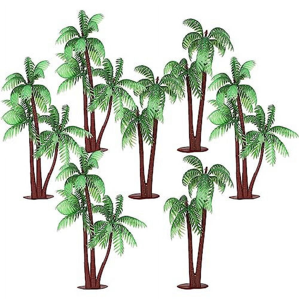 16 PCS Plastic Green Palm Tree Coconuts Cupcake Toppers Miniature Palm ...