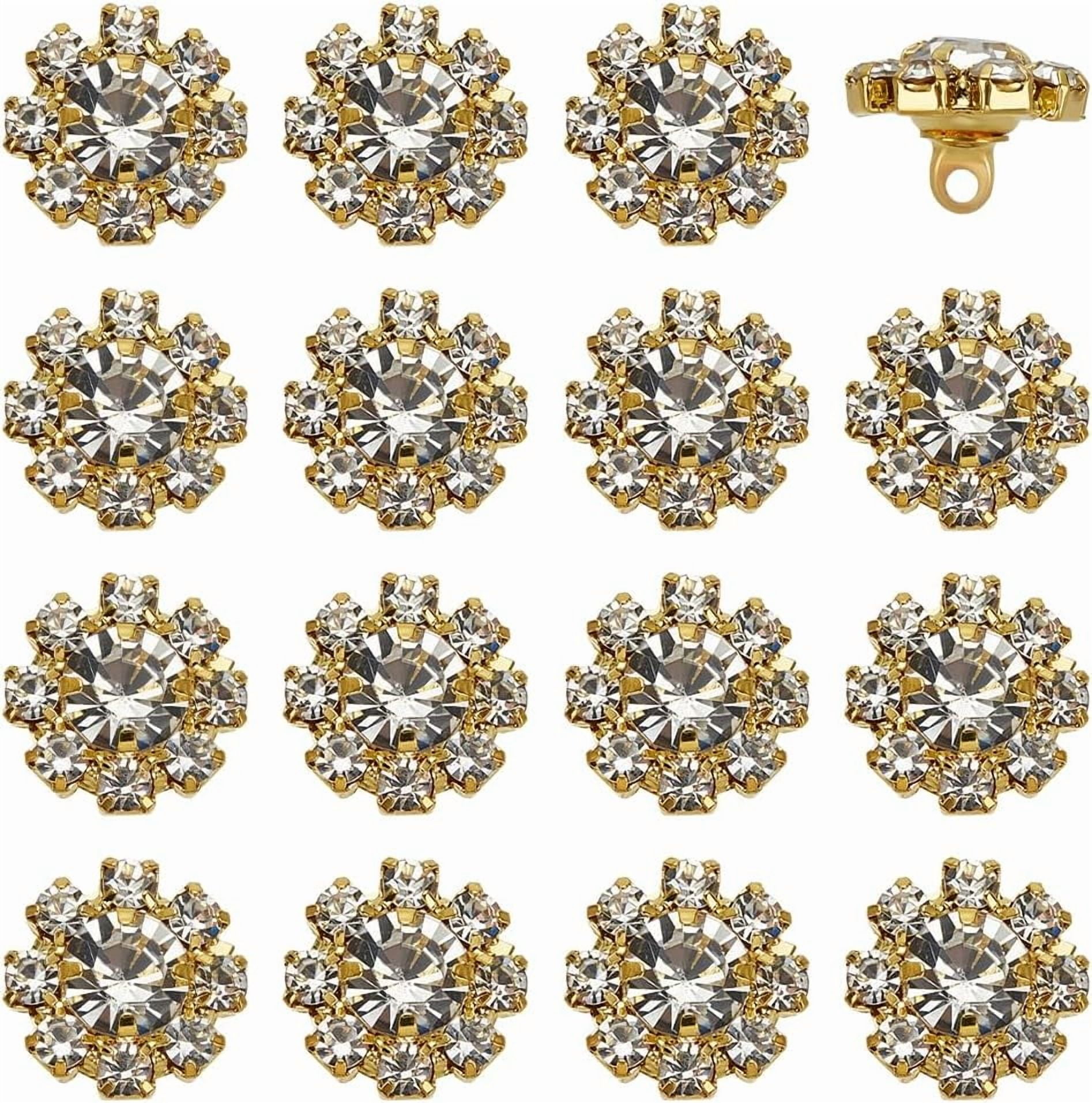 16 PCS Rhinestone Brass Shank Buttons 11mm in Diameter Decorative ...