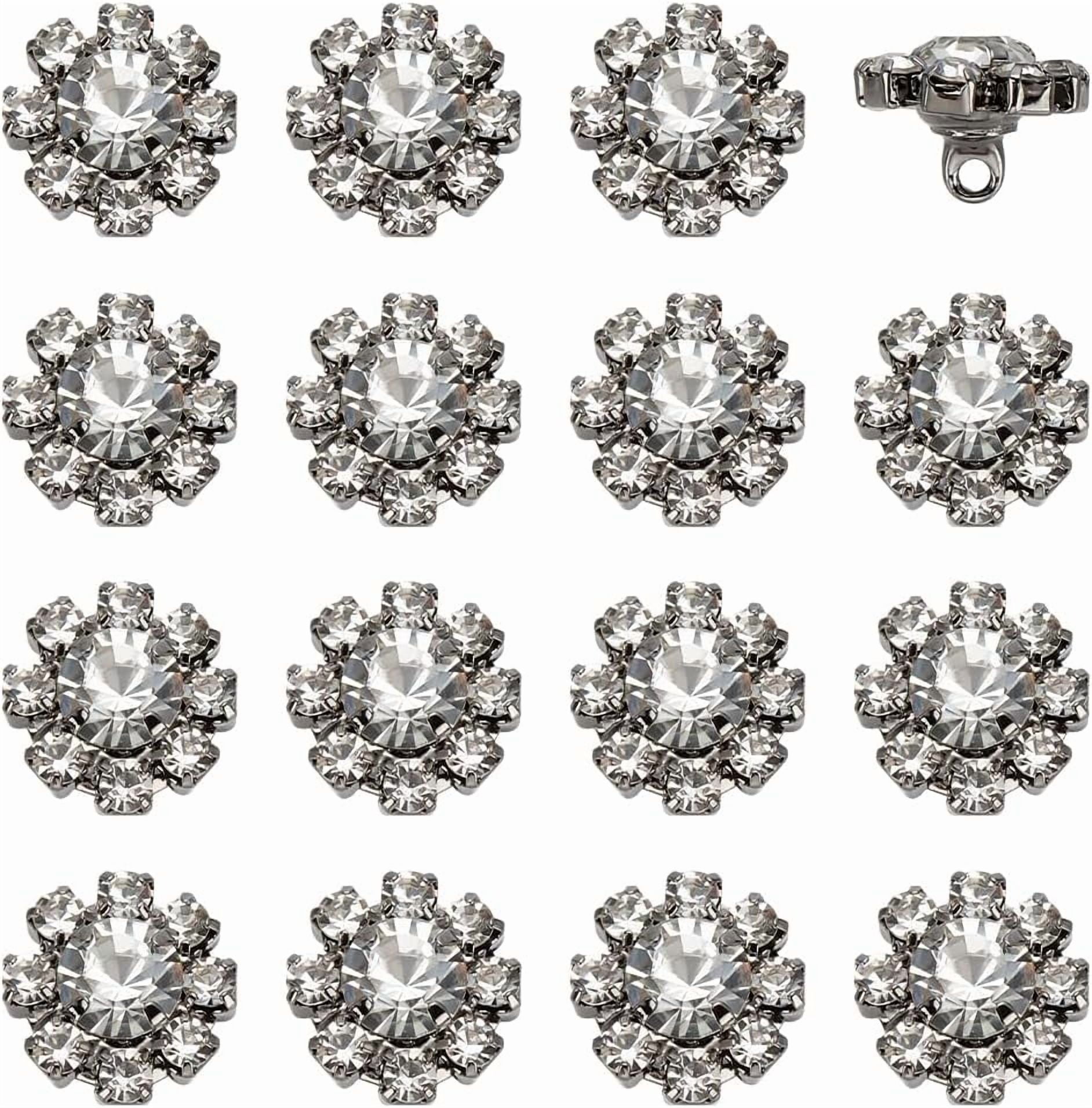 16 PCS Rhinestone Brass Shank Buttons 11mm in Diameter Decorative ...