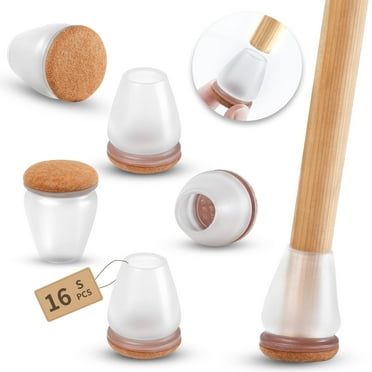 Ezprotekt 24 Pcs Chair Leg Caps with Teflon Sliders for Hardwood ...