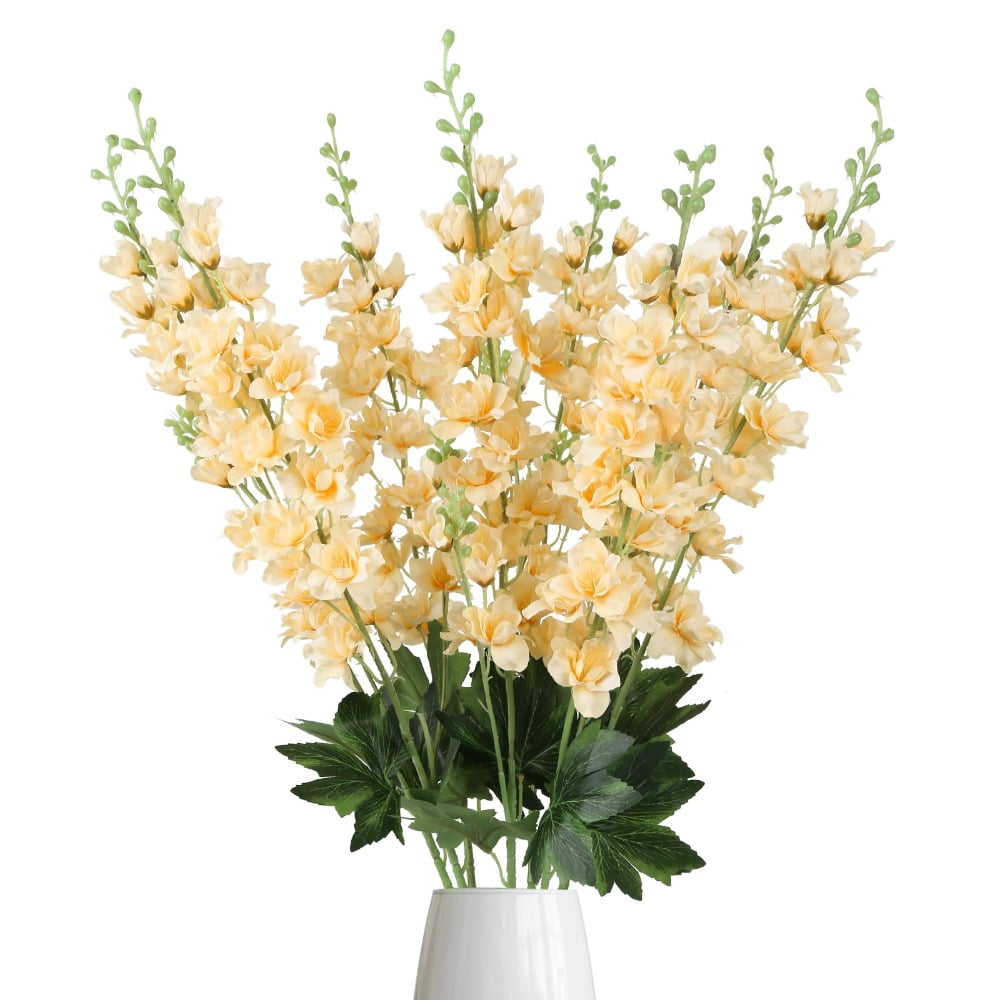 16 PCS White Delphinium Artificial Flowers,Long Stem Silk Larkspur ...