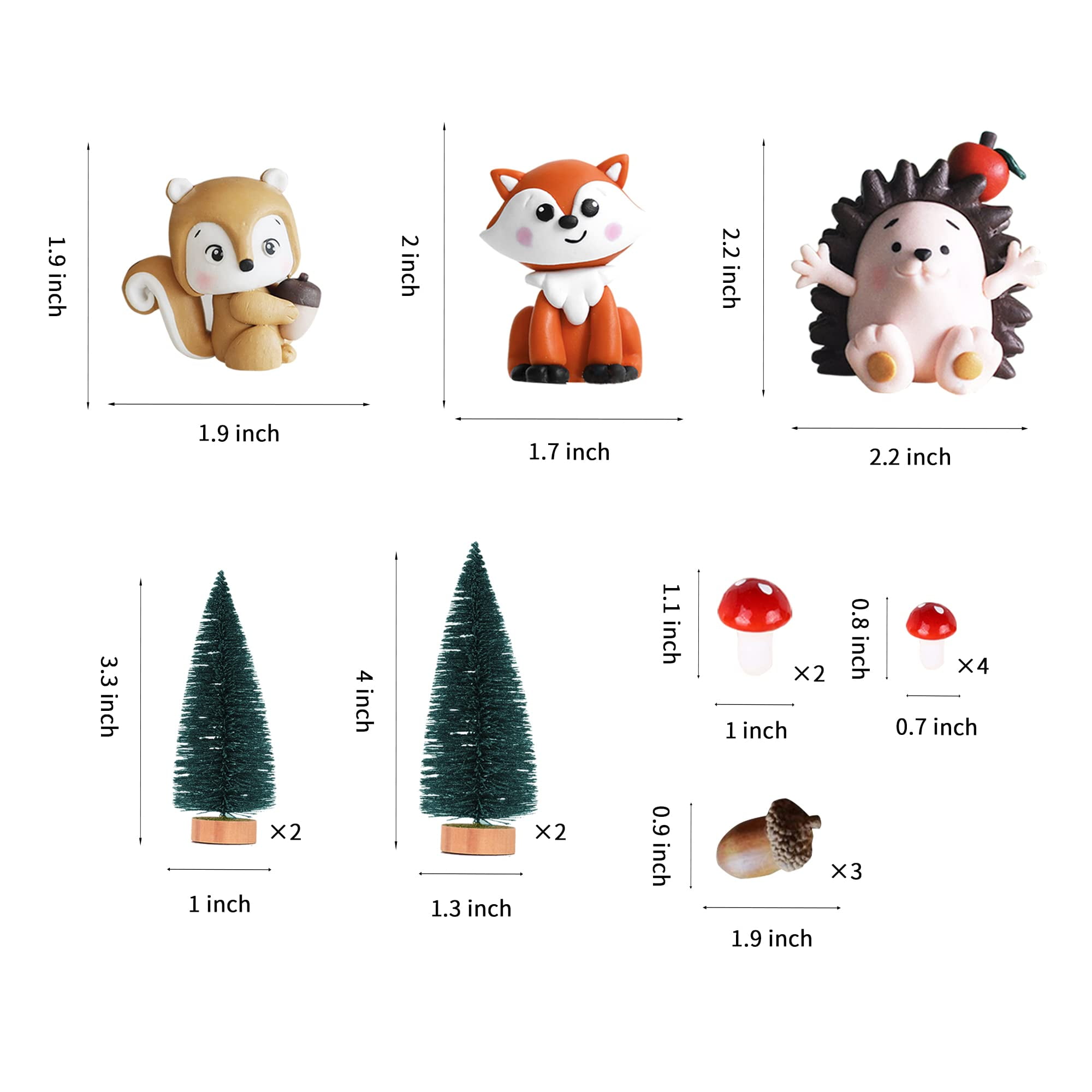 16 PCS Woodland Forest Animal Cake Toppers - Baby Shower Birthday ...