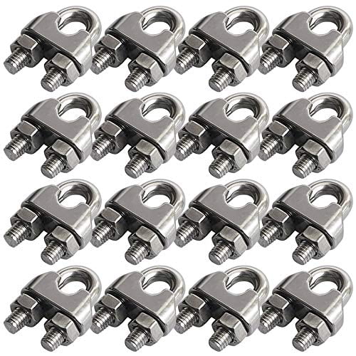 16 Pack 1/4 Inch M6 Wire Rope Cable Clip Clamp, 304 Stainless Steel ...