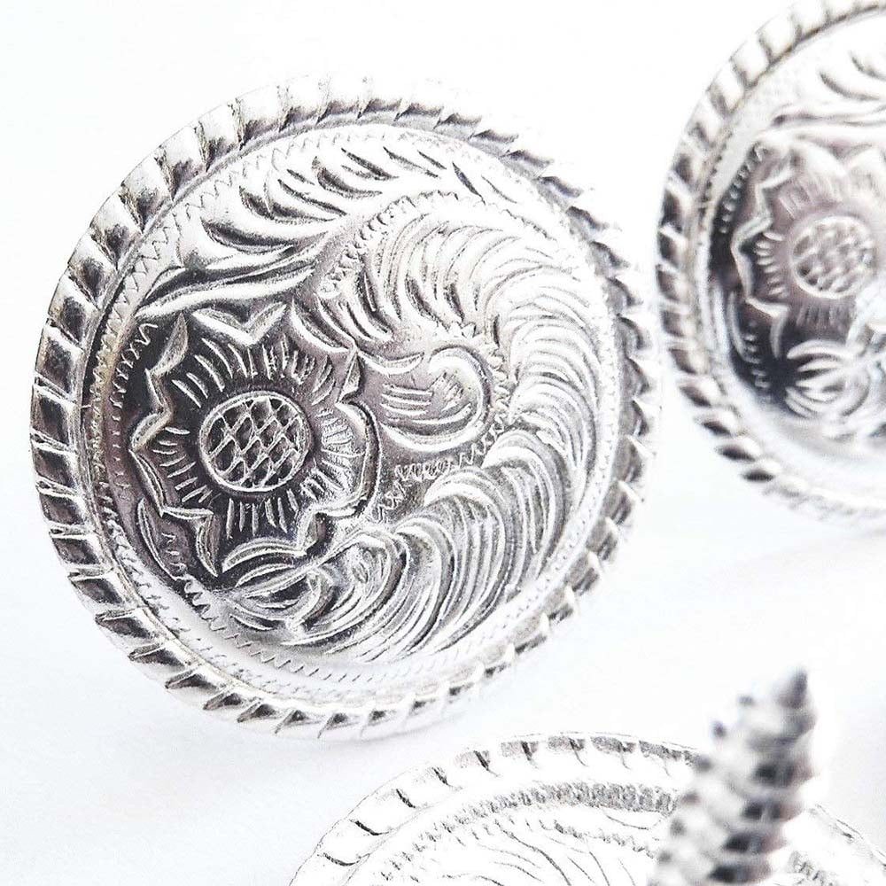 16 Pack 1" Silver Plated Flroal Round Concho Screw Saddle Headstall ...