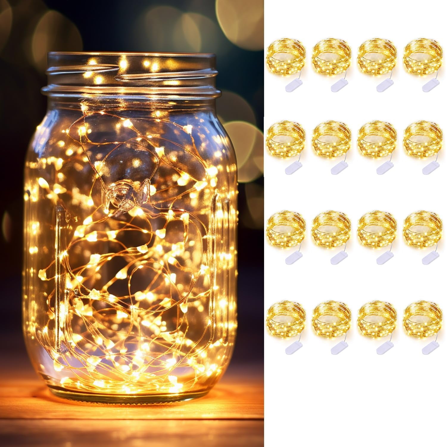 16 Pack 10ft 30 LED Fairy Lights - 33% & 50% vs 7ft 20 LED, Upgraded ...